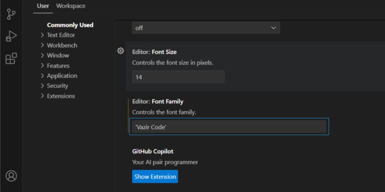 آموزش تغییر فونت VS Code